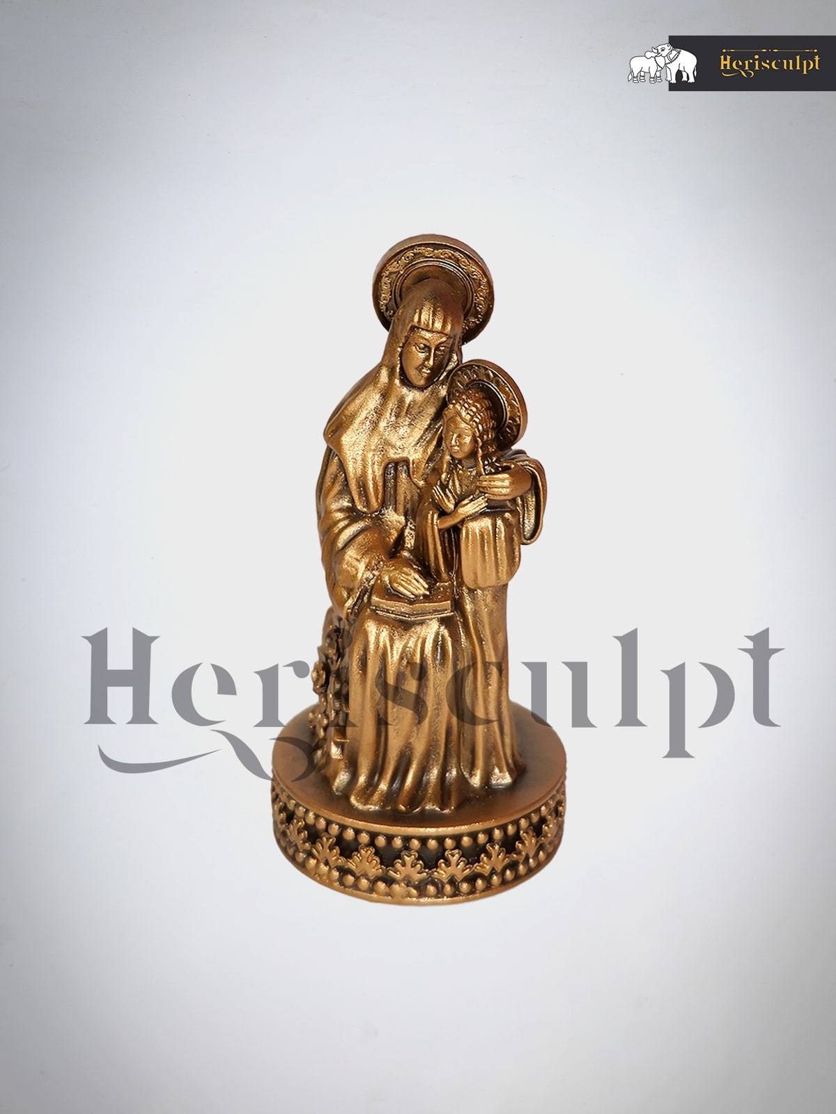 Mary Matha Statue Resin 5 inch Antique Copper